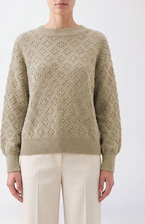 Agnona Pullover mit Rundhalsausschnitt und &uuml;berschnittenen Schultern aus Kaschmirmischung mit Rippb&uuml;ndchen