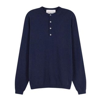 Amaranto Gerippter Pullover mit Knopfleiste - - Knitwear - Herren - Blau - S