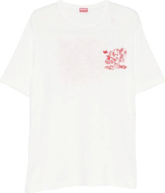 Kenzo Homme, Tops, Blanc, Taille: L T-shirt brod&eacute; dessin anim&eacute; avec contour