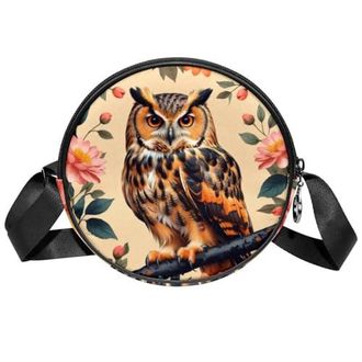 Generic Sac &agrave; bandouli&egrave;re rond pour femme, petit sac &agrave; bandouli&egrave;re avec fermeture &eacute;clair et bretelles r&eacute;glables style d&eacute;contract&eacute; pour femmes et filles