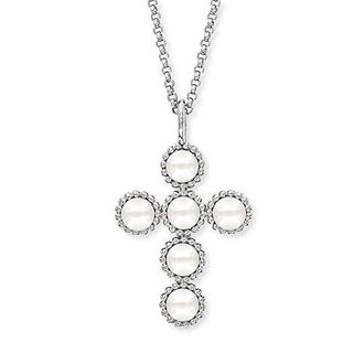 Engelsrufer Collier pour femme en argent sterling avec pendentif en forme de croix - Réglable en trois longueurs - Sans nickel - Longueur : 50 cm, 42 cm, Argent s