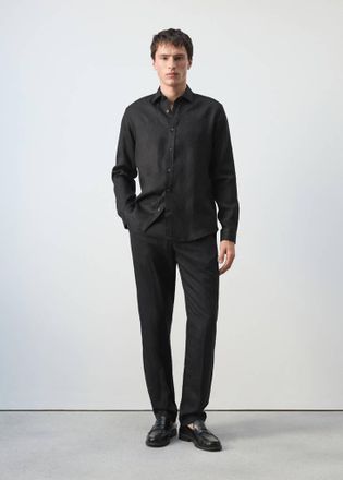 Mango Chemise regular fit 100 % lin noir - Homme - XXL - MANGO MAN