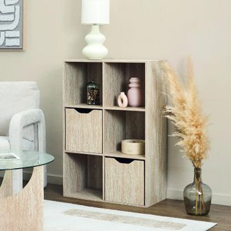The Home Deco Factory &eacute;tag&egrave;re - Home Deco Factory - Pietra - Rangement Modulable - 6 Cases - Blanc Et Beige