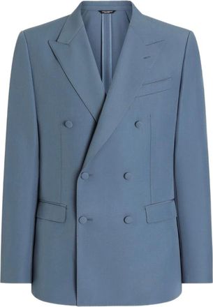 Dolce & Gabbana Homme, Vestes, Bleu, Taille: XL Veste crois&eacute;e en popeline de laine