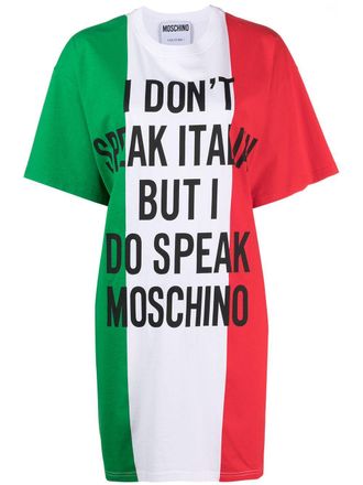 Moschino robe Dont Speak Itali &agrave; manches courtes - Blanc