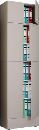 VCM XXL B&uuml;roschrank mit 5 F&auml;chern mit Aufsatz und Schublade/moderner Aktenschrank mit Dreht&uuml;ren/Ma&szlig;e ca. H. 240 x B. 70 x T. 39 cm - Lona 5-Fach