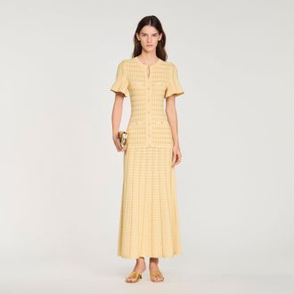 Sandro Langes Strickkleid mit Strassbesatz