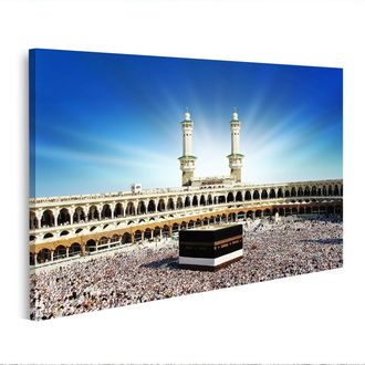 Islandburner Bild auf Leinwand Kaba in Mekka Pilgerreise Heilige Moschee Islamischer Glaube Bilder Wandbilder 100x57cm