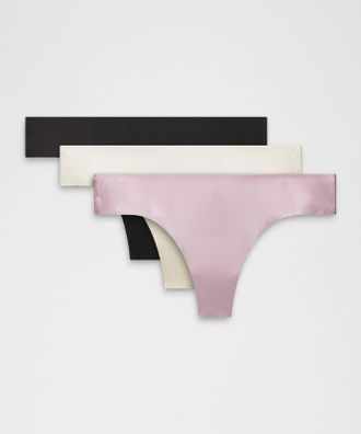 lululemon String taille mi-haute InvisiWear Trio pour Femmes - Noir/Rose - Taille XL