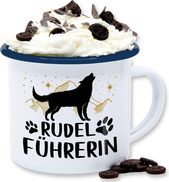 Shirtracer Emaille Tasse Blechtasse - Statement - Rudelführerin - 300 ml - Weiß Blau - statements hund frohes neues jahr hunde new year hundemotiv mit