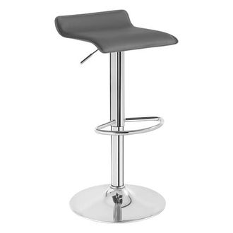 Woltu Tabouret Bar, Chaise Haute Cuisine R&eacute;glable en Hauteur, Pivotant &agrave; 360&deg; avec Repose-Pieds pour Bar, Cuisine, Comptoir, PVC+M&eacute;tal, Gris + Argent&eacute;