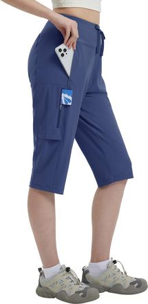 Baleaf Wandershorts Damen 15 Zoll Outdoorshorts Kurz Bermudashorts Schnelltrocknend Damen Shorts Blau XL