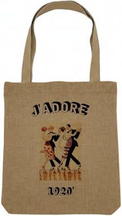 Fabulous Sac Shopping Tote Bag Aspect Lin - JAdore 1920 Vintage Ann&eacute;es 20 Retro Art Deco - Sac de Courses Toile Epaisse 360g Beige Naturel Cabas Port&eacute; Epaule S