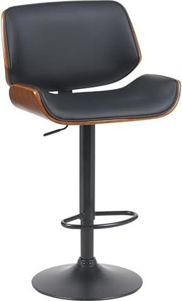 Clp Tabouret de Bar Beverley rev&ecirc;tement Similicuir, Chaise de Bar avec Cadre en Bois courb&eacute; r&eacute;glable en Hauteur et pivotant, Couleur:Noyer/Noir