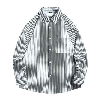 Generico Chemise &agrave; rayures &agrave; manches longues pour homme, style hawa&iuml;en, coupe r&eacute;guli&egrave;re, chemise d&eacute;contract&eacute;e pour homme, vert, XXXL