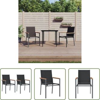 vidaXL vidaXL Terrassenst&uuml;hle - Gartenst&uuml;hle 2 Stk. Schwarz 55x61,5x90 cm Textilene und Stahl