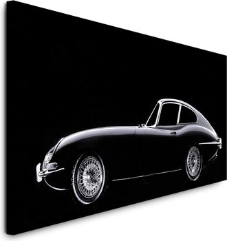 Paul Sinus Art GmbH schwarzer Oldtimer 120x 50cm Panorama Leinwand Bild XXL Format Wandbilder Wohnzimmer Wohnung Deko Kunstdrucke