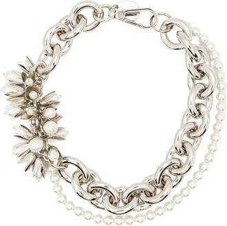 Simone Rocha Femme, Accessoires, Gris, Taille: ONE Size Collier à chaîne de grappes de fleurs de perles