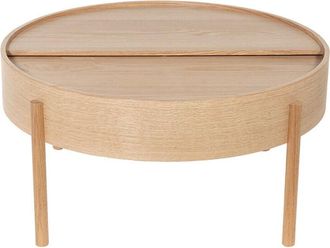 DRAWER Table basse ronde avec rangement en bois &oslash;80cm - Bois clair - Gisele