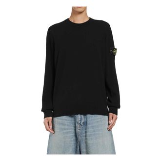 Stone Island Leichtes Geelong-Woll-Rundhals-Strickoberteil - - Knitwear - Herren - Schwarzk - 2XL