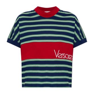 Versace Gestreiftes T-Shirt - - Tops - Damen - Blau - XS