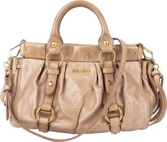 Miu Miu Crossbody Bags - Miu Miu Leather City Handbag - Gr. unisize - in Beige - f&uuml;r Damen