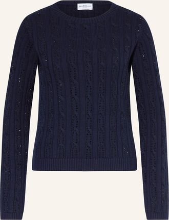 Marella Pullover Mit Schmucksteinen blau