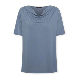 Elena Miro T-Shirt mit Wasserfallkragen - - Blouses & Shirts - Damen - Blau - L