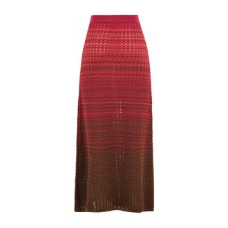 Akep Verlauf Strick langer Rock - - Skirts - Damen - Rot - S