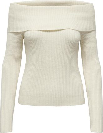 Only Damen Onlkatia Ls Off Shoulder KNT Nca Pullover, Whitecap Gray/Detail:Melange, Medium