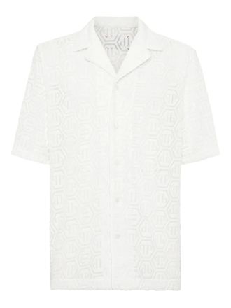 Philipp Plein Jacquard-Hemd mit Monogrammmuster - Weiß