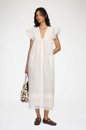 Ganni wei&szlig; Kleid aus wei&szlig;er Baumwolle Bio-Baumwolle - Gr&ouml;&szlig;e 32
