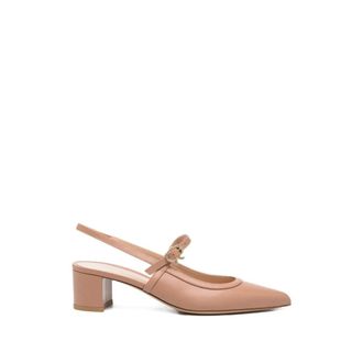 Gianvito Rossi Femme, Chaussures, Beige, Taille: 40 EU Allette Escarpin &agrave; Talon Bas en Cuir de Veau