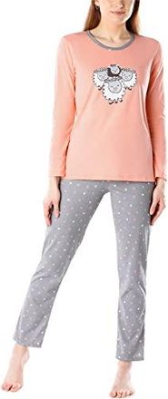 Merry Style Pyjama Ensemble Haut et Bas Vêtement dIntérieur Femme MS10-169 (Gris-Saumon, L)