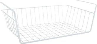 MSV Set mit 2 Aufbewahrungsk&ouml;rben unter dem Regal, 38,5 x 25,5 x 14 cm, aus mattwei&szlig;em Stahl