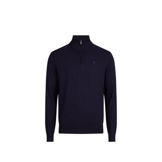 Hackett Pull col zipp&eacute; en coton et soie