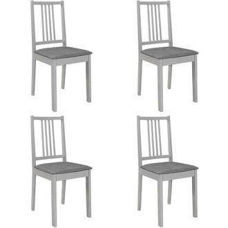 vidaXL Vidaxl - Chaises &agrave; manger avec coussins lot de 4 gris bois solide