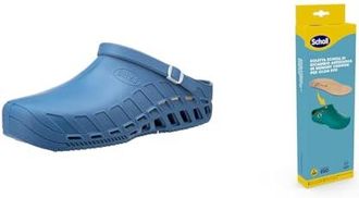 Scholl Clog Evo Bleu + Semelles Anatomiques et Antistatiques pour Clog Evo - Bleu/Marron