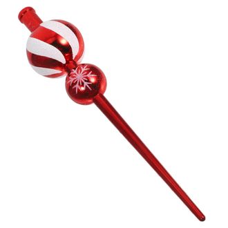 Cabilock Vintage K&uuml;rbisf&ouml;rmige Weihnachtsbaumspitze Aus Kunststoff Langlebige Baumkronen-Dekoration Mit Rotem Spiralmuster Und Schneeflocken Multifunktional F&uuml;