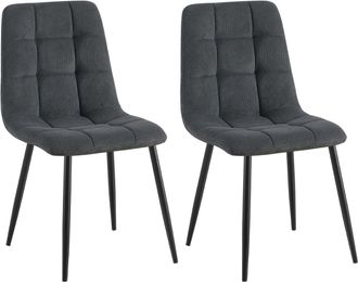 Clp 2er Set Esszimmerstuhl Tilde, K&uuml;chenst&uuml;hle gepolstert mit gestepptem Bezug, Polsterst&uuml;hle mit Metallgestell, bis 150 kg belastbar, Farbe:schwarz, Mate