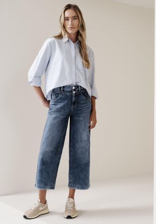 Street One Loose-fit-Jeans STREET ONE, Damen, Gr. 26, L&auml;nge 26, dunkelblau wash, Jeans, 78% Baumwolle, 21% Polyester, 1% Elasthan, unifarben, 7/8-L&auml;nge, Jeans, H