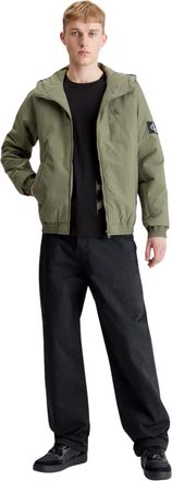 Calvin Klein Jeans Herren Jacke Hooded Padded Harrington Übergangsjacke, Grün (Dusty Olive), M