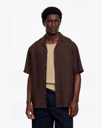 Arket Lockeres Hemd Mit Kubanischem Kragen -Braun