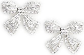 Self Portrait Crystal Bow Earrings - - Accessories - Damen - Grau - ONE SIZE