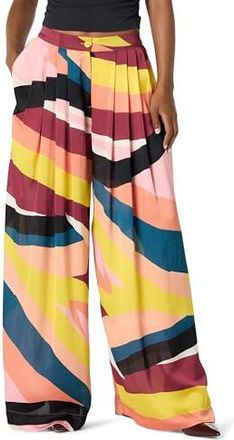 The Drop Sheer Pleated Wide Leg Pant Pantalons, Imprimé Abstrait, 5XL Grande Taille