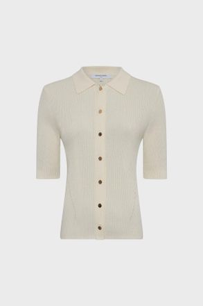 Gerard Darel Gilet c&ocirc;tel&eacute; &agrave; col polo - LOUIZA - Ecru