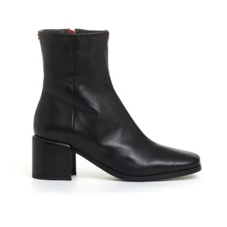 Halmanera Schwarze Leder-Stiefelette mit 60-mm-Absatz - - Shoes - Damen - Schwarzk - 36 EU