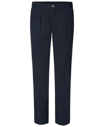 Profuomo Chino mit Bundfalte, Stretch und Perlmuttkn&ouml;pfen, Relaxed Fit in