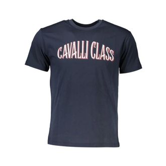 Cavalli Homme, Tops, Bleu, Taille: 2XL Logo-Print T-Shirt