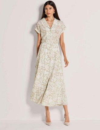 Madeleine Maxikleid Sommerkleid mit floralem Design Midikleid mit Reverskragen, Knopfleiste, Wadenl&auml;nge und Kurzarm